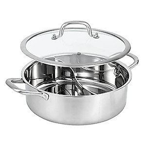 MyLifeUNIT Shabu Shabu Pot, 304 Stainless Steel Hot Pot with Divider, 11.8 Inches Soup Cookware for Induction Cooktop, Gas Stove