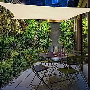Sun Shade Sail with Waterproof PU Coating 95% UV Blockage Water & Air Permeable 6x6 Ft Outdoor Rectangle Canopy with Side Keyhole Design Suitable for Patio Backyard Lawn Garden Outdoor Activities