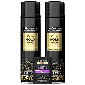 TRESemmé Hairspray, Extra Hold, 2-Pack + Keratin Repair Hair Mask – Moisturizing Hair Spray, Anti-Humidity, Anti-Frizz Hair Products (3 Piece Set)