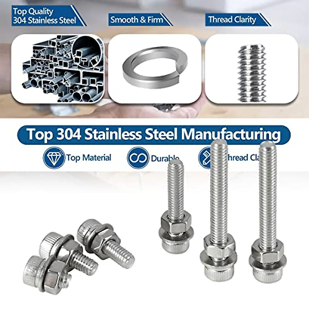 Canitu 1200PCS Metric Screw Assortment Kit,M2 M3 M4 Assorted Bolts and Nuts Kit Screws Nuts and Washers Hex Socket Head Cap Machine Screws for Home Projects (1200Pcs Hex Socket Head Cap Screw)