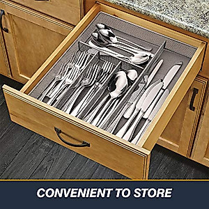 Hiware 40-Piece Silverware Set with Drawer Organizer, Flatware Sets for 8, Stainless Steel Cutlery Set with Tray, Utensils Tableware For Home Kitchen Restaurant Hotel, Mirror Polished, Dishwasher Safe