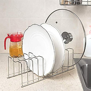 SANNO Pot Lid Organizer Pot Lid Rack Holder Drawer Plate Organizer for Bakeware Dish Plate, Cutting Boards, Pots & Pans, Serving Trays, Reusable Containers in Cabinet Pantry