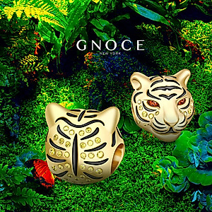 GNOCE Women's Animal Charms for Bracelets 925 Silver Charm Bead for Fit US European Bracelet Necklace Gift (Tiger)