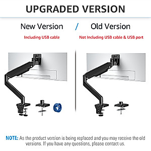 MOUNTUP Monitor Desk Mount Fits 22-42'' Heavy Duty Widescreen, Gas Spring Computer Monitor Stand for desk, Holds 4.4-33 lbs Larger Screen, Ultrawide Monitor Arm with USB, VESA Mount Clamp/Grommet Base