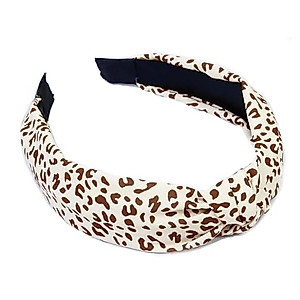 Knotted Fashion Hairbands and Hair Hoops: Non-Slip Top Knot Headbands with Leopard Print for Women and Girls - 4PCS Beige Brown Hair Accessories Set