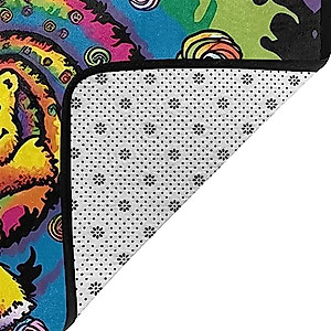 Dancing Thanksgiving Bear Printed Area Rugs 5.25x4 Feet Fluffy Shaggy Carpet Soft Rugs for Bedroom Living Room Non-Slip Washable Floor Carpet for Indoor Home Decorative