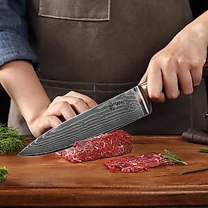 Wakoli Chef Knife, 8-inch Blade Damascus Knife made from 67 Layers of Damascus Steel with VG10 Core, Ergonomic Kitchen Knives with Pakkawood Handle for All Tasks in Gift Box (EDIB)