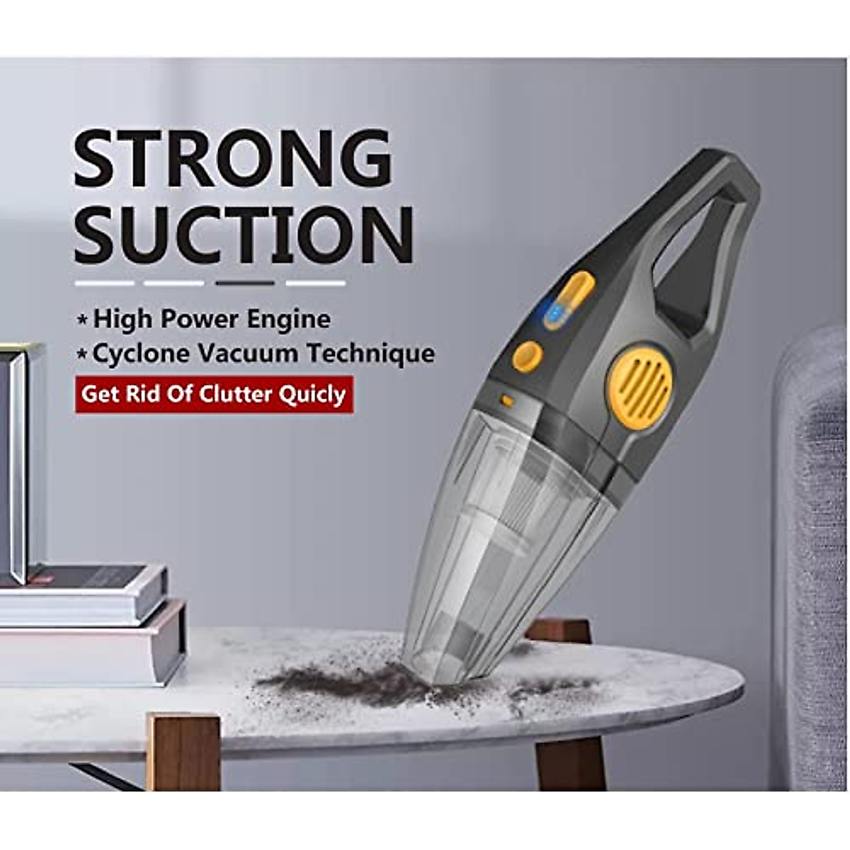 AZHZOLSK Dust Buster Upgrade Handheld Vacuum Cordless Rechargeable Handheld Vacuums 12000PA-14000PA High Power with Power Display for Car, Home, Office, Pet Hair Travel Cleaning Wet and Dry Use