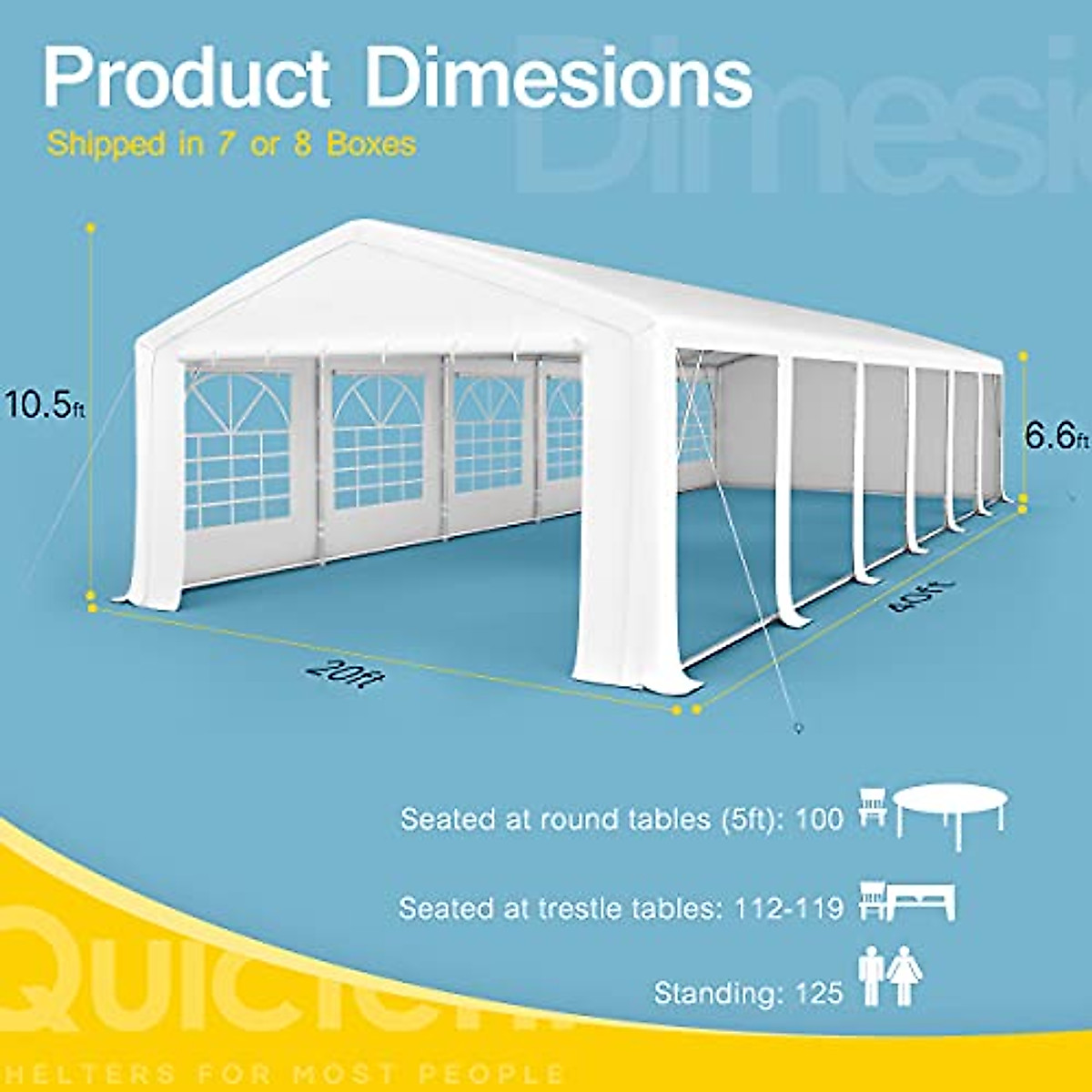 Quictent 20'x 40' Upgraded Galvanized Heavy Duty Gazebo Party Wedding Tent Canopy Carport Shelter with Carry Bags(20x40, White)