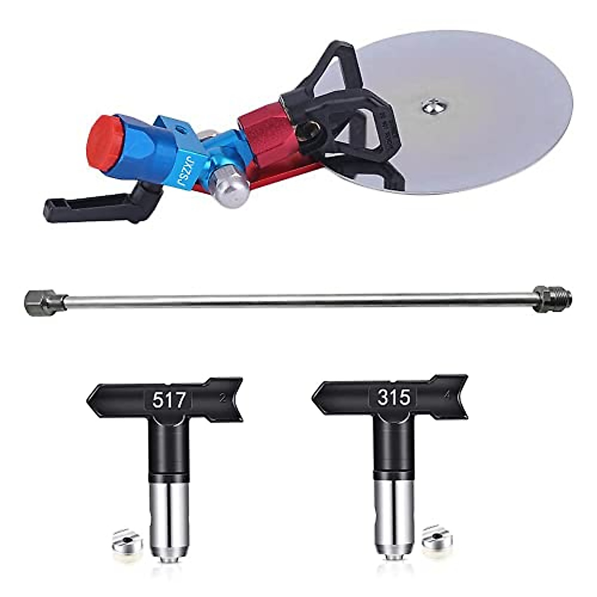Universal Paint Deflector Spray Guide Accessory for Paint Sprayer 7/8 Airless Machine with 11.8" Extension Pole+1 x 517 Tip Nozzle,1 x 315 Tip