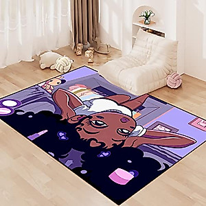 Black Girl Area Rug for Bedroom African American Girls And Boys Floor Rugs for Living Room Playroom Cartoon Art Home Decor Soft Small Carpets Yoga Mats for Women Afro Purple 35/''x 23/''(2 x 3 Feet)