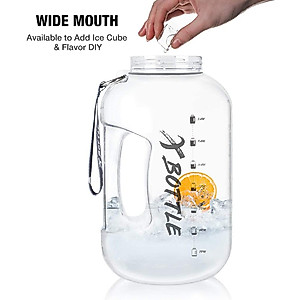 XBOTTLE 1 Gallon Water Bottle with Chug lid, BPA Free Dishwasher Safe 128oz Large Water Bottle with Motivational Time Marker and Handle Leak-proof Big Water Jug for Camping Sports Workouts (chug lid)