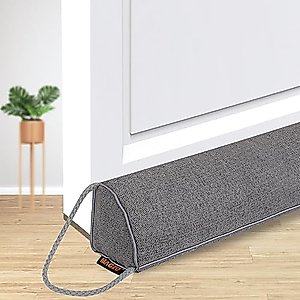 MAGZO Door Draft Stopper 32 Inches, Weighted Triangular Door Snake for Winter Noise Blocker with Hook Loops,Gray
