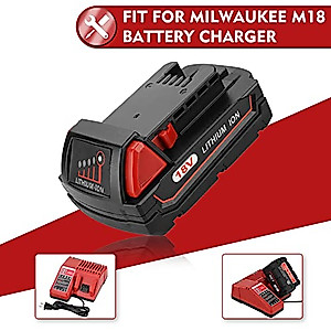 Dosctt 2 Packs 18V 3.0Ah 48-11-1835 48-11-1837 Replacement Battery Compatible with Milwaukee M18 Battery Lithium ion 48.11.1815 48-11-1820 48-11-1828 48-11-1840 48-11-1850 48-11-1852