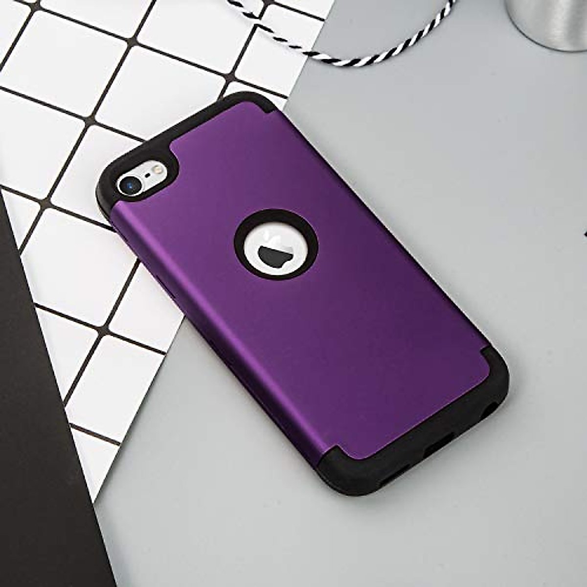 iPod Touch 7th Generation Case with 2 Screen Protector, IDweel Heavy Duty High Impact Shockproof Case Cover Protective Case for iPod Touch 5/6/7th Generation, Deep Purple+Black