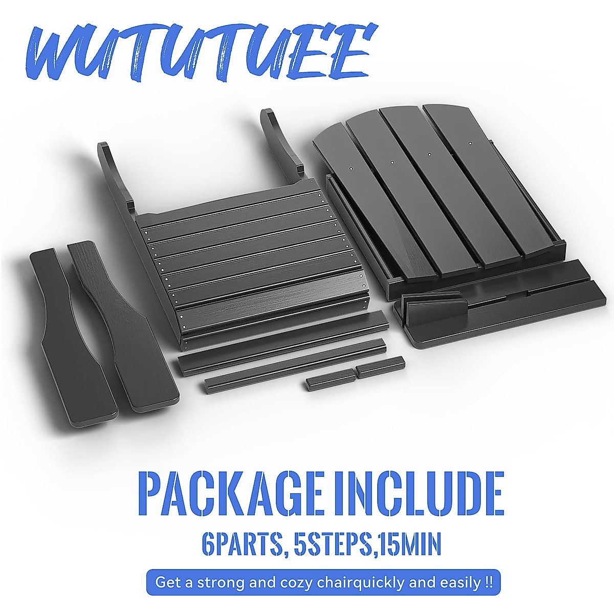 WUTUTUEE Adirondack Chair, Folding, Weather Resistant, White, Composite Material, Modern Style, Fire Pit Plastic Chair for Patio, Deck, Garden