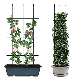 2 Pack Garden Trellis, 2 in 1 Plant Cages & Supports for Vines Crop, Plant Trellis for Climbing Plants Indoor Outdoor, Plant Stake for Flower, Vegetable, Tomato,Vines, Pot Trellis for Potted Plants