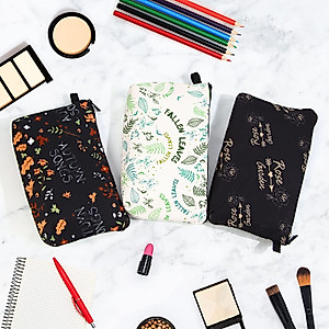 MAGEFY Small Makeup Bag, Cosmetic Bag for Women Cute Makeup Pouch for Purse Small Make Up Bag Travel Accessories for Teen Girls Pencil Pouch (Rose & leaves, 3 packs)