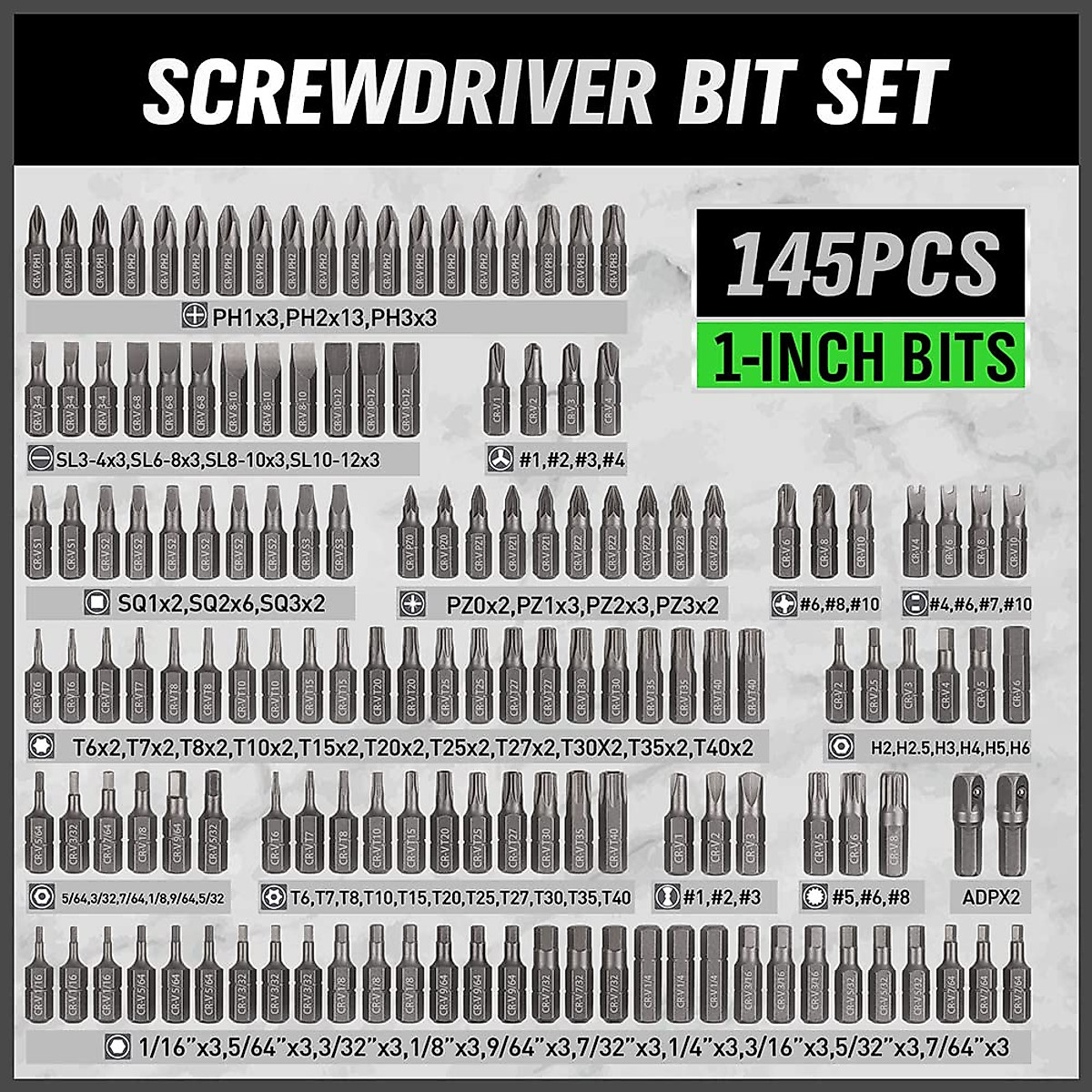 SWANLAKE 232PCS Ultimate Screwdriver Bit Set,Chrome Vanadium Steel Driver Bit Set, Includes Security Bits,Nut Driver, Ratchet Wrench and Bits Holder