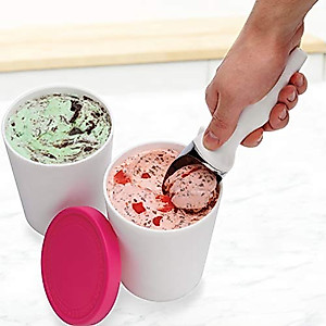 Tovolo Sweet Treat Ice Cream Tub (Raspberry) - 1 Quart Reusable Plastic & Silicone Container for Homemade Ice Cream & Freezer Food Storage / Dishwasher-Safe & BPA-Free