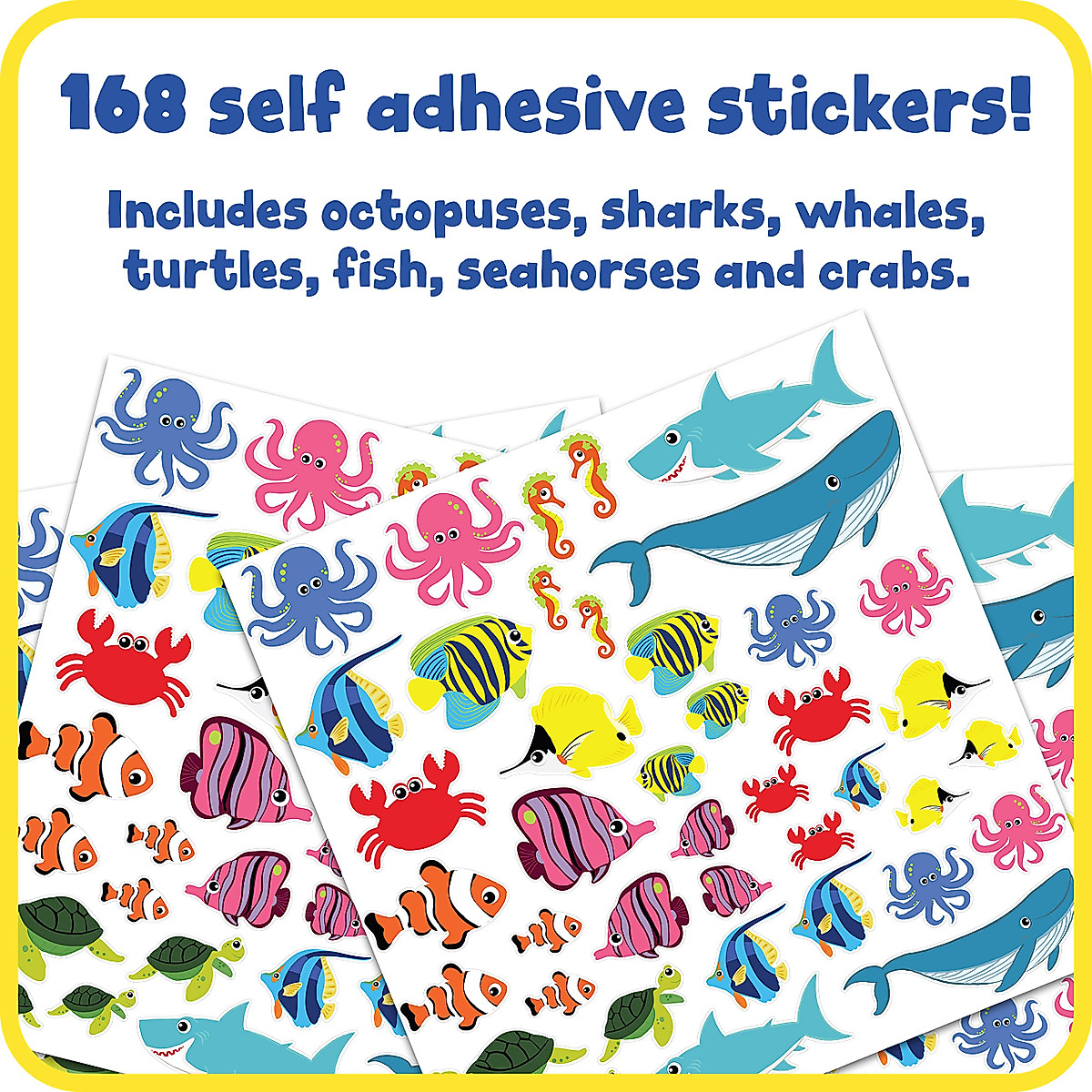 READY 2 LEARN Foam Stickers - Sea Life - Pack of 168 - Self-Adhesive Stickers for Kids - 3D Puffy Ocean Stickers for Laptops, Party Favors and Crafts