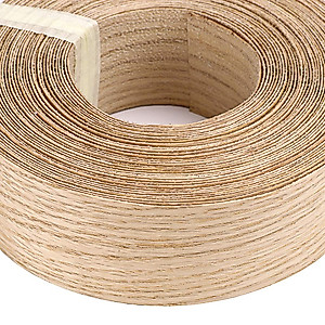 Skelang Red Oak Wood Veneer Edge Banding Preglued Iron-On with Hot Melt Adhesive Edgebanding Flexible Wood Tape (2" x 50')