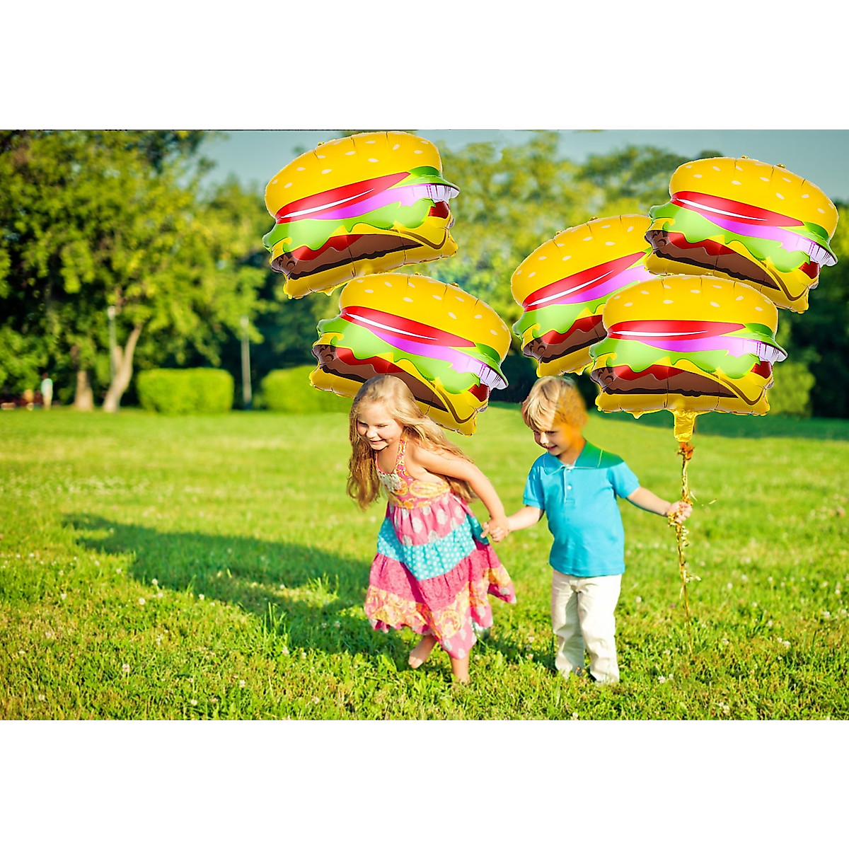 4PCS Hamburger Balloons Foil Aluminum Balloon Birthday Party Decorations for Baby Shower Kids Snacks Themed Party Supplies for Girl Boy