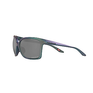 Oakley Women's OO9230 Wildrye Butterfly Sunglasses, Matte Silver/Blue Colorshift/Prizm Black Polarized, 61 mm