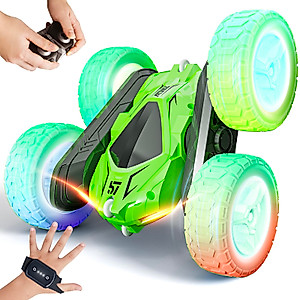 Tecnock Remote Control Car for Kids, 360 ° Rotating Double Sided Flip RC Stunt Car, 2.4GHz 4WD Toy Car with Rechargeable Battery for 45 Min Play, Great Gifts for Boys and Girls