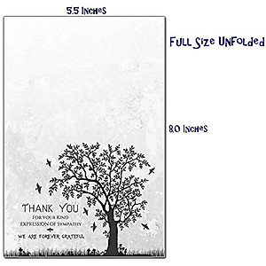 Funeral thank you cards with envelopes Celebration of life Floral Tree acknowledgment memorial Sympathy Christian Thank you notes (40 Pack)