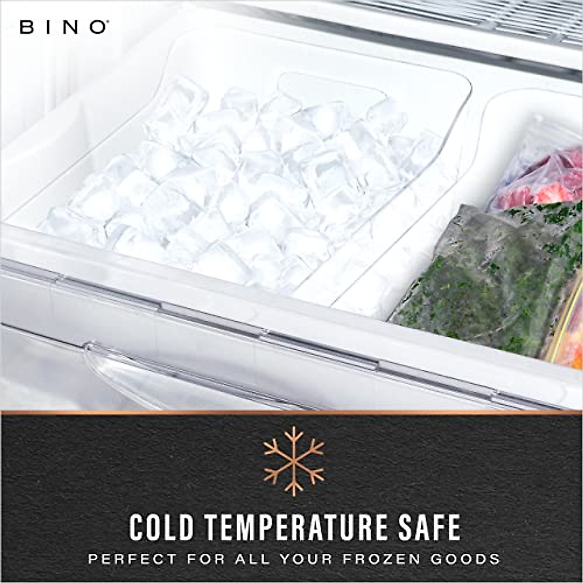 BINO | Plastic Organizer Bins, Large - 4 Pack | The SOHO Collection | Multi-Use Organizer Bins | Pantry Organizer & Freezer Organizer Bins | Plastic Storage Containers | Bins for Home & Kitchen Org