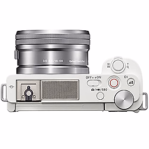 Sony ZV-E10 Mirrorless Camera Vlogger Kit with 16-50mm F3.5-5.6 Lens ILCZV-E10L/W White Bundle with ACCVC1 Including GP-VPT2BT Grip + Filters + Wide & Telephoto Lenses + Deco Gear Case & Accessories