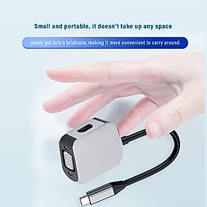 USB Type C Hub,HDMI Type C Hub Adapter,TypeC to HDMI Compatible + 1080P VGA USB Hub Docking Station Adapter,Plug and Play.