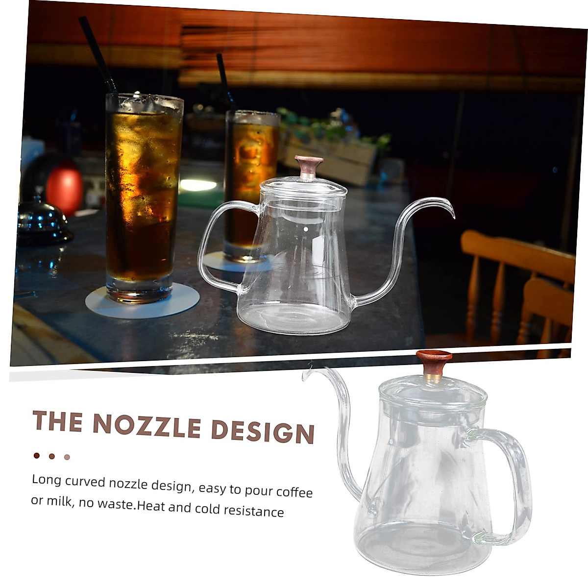 BRIGHTFUFU Coffee Hand Pot Coffee Kettle Gooseneck Kettle Stovetop Coffee Dripper Pot Coffee Espresso Machine Gooseneck Coffee Pots Coffee Maker Narrow Spout Water Kettle Espresso Pot Glass