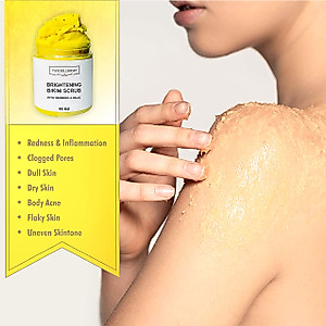 Turmeric Skin Brightening Scrub for Dark Spots, Dark Inner Thighs Bikini Area Underarms, Natural Exfoliating Turmeric Face Scrub ALL NATURAL 10OZ