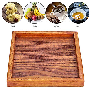 Wooden Trays, Small Square Tray, Tea/Drink Platter, Mini Cup Tray, Portable Small Lovely Square Shape Solid Wood Snack Food Dinning Serving Plate(12.5 * 12.5 * 2)