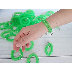 Smanzu 10 Pack Wrist Coil Keychain Wristband Key Holder Stretchable Spiral Key Ring Bracelet for Pool Gym ID Badge(Mixed Color)