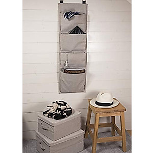 Bigso Soft Hanging Wall Storage Organizer | Hanging Storage Organizer for Closets and Bedrooms | Polyester Back of Door Storage Hanging Pockets Organizer with 4 Compartments | 11.8”x 39.4” | Beige