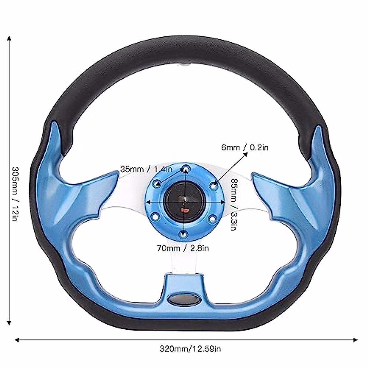 Steering Wheel Kit, PU Leather Surface Strong Grip Wear Resistant Cart Steering Wheel 12.5 Inch Universal Beautiful for DS Precedent Onward Tempo (Blue)