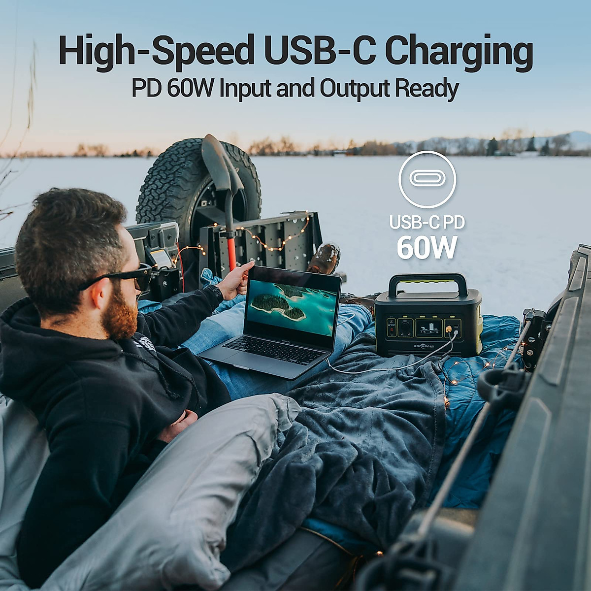 ROCKPALS Portable Power Station Freeman 600, 3 x AC Outlets, 614.4Wh Solar Generator and RP082 100W Foldable Solar Panel with Kickstand, Parallel Solar Panel Kit for Outdoor Camping, RV, Adventure