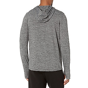 Amazon Essentials Men's Tech Stretch Long-Sleeve Hooded T-Shirt, Grey Space Dye, Medium