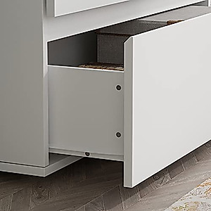 Homsee Modern 3-Drawer Dresser Chest, Wooden Dresser Tower with Wide Storage Space, Dresser Closet for Nursery Living Room Bedroom Hallway (White)