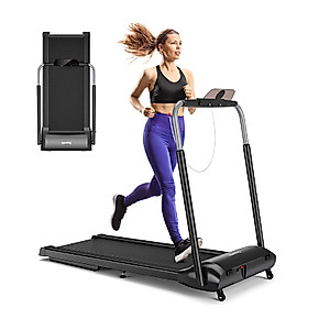Goplus 3.0HP Folding Treadmill, Foldable Superfit Treadmill W/LED Touch Screen, Phone Holder, Blue Tooth Connection, Electric Running Walking Jogging Machine for Apartment Home Office
