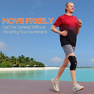 Omples Hinged Knee Brace for Knee Pain, Meniscus Tear Knee Support with Side Stabilizers for Men and Women Patella Knee Brace for Arthritis Pain Running Working Out Black (XX-Large)