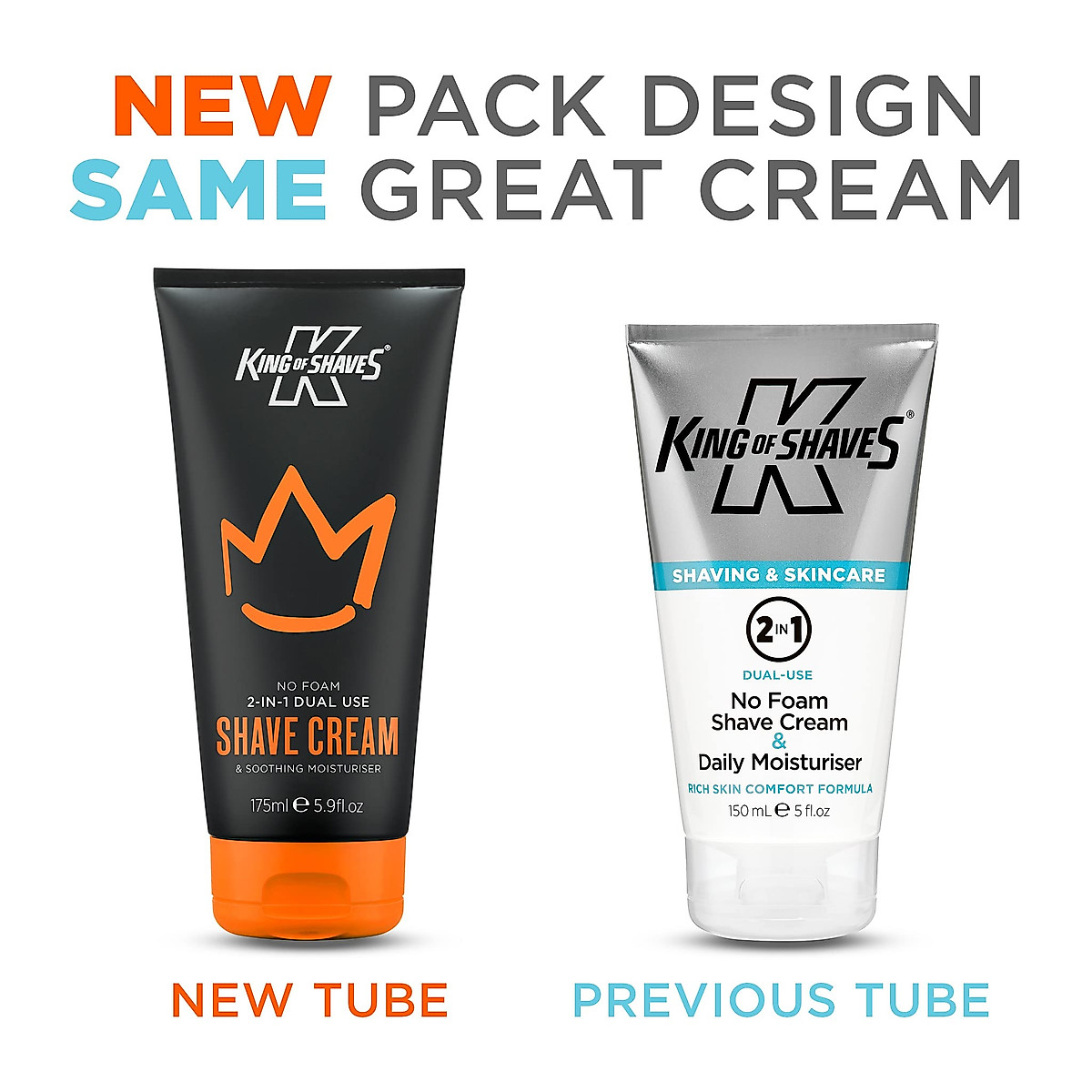 King of Shaves 2-in-1 No Foam Shaving Cream & Daily Moisturising Face Cream for Men 175ml QUAD PACK