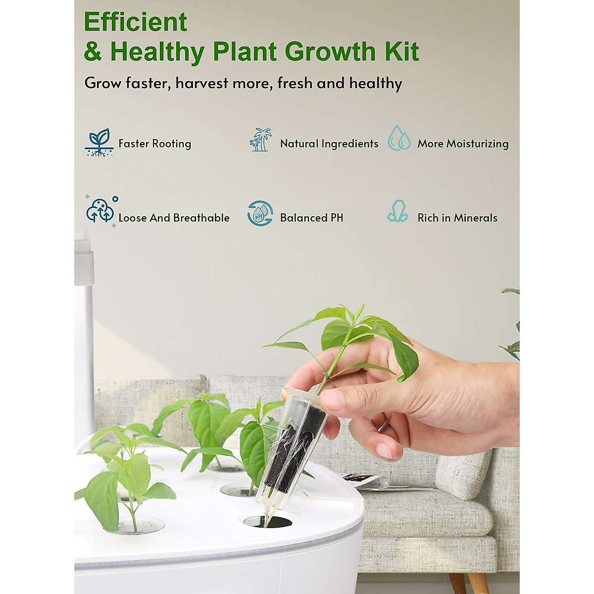 Hydroponic Seed Pods Kit, Grow Anything Kit with 12 Grow Sponges, 12 Grow Baskets, 4 A+B Hydroponics Nutrients, 12 Grow Domes, Hydroponics Garden Accessories