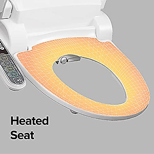 SmartBidet SB-2000 Bidet Seat for Elongated Toilets - Electronic Heated Toilet Seat with Warm Air Dryer and Temperature Controlled Wash Functions (White)