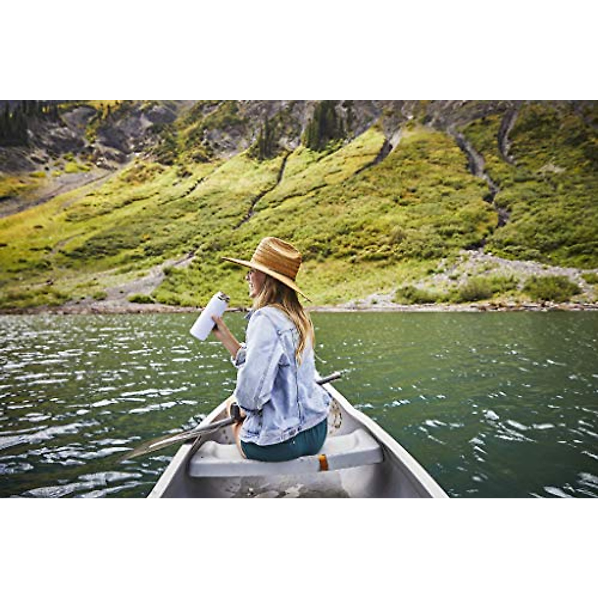 Hydro Flask Water Bottle - Wide Mouth Straw Lid 2.0 - 40 oz, Spearmint