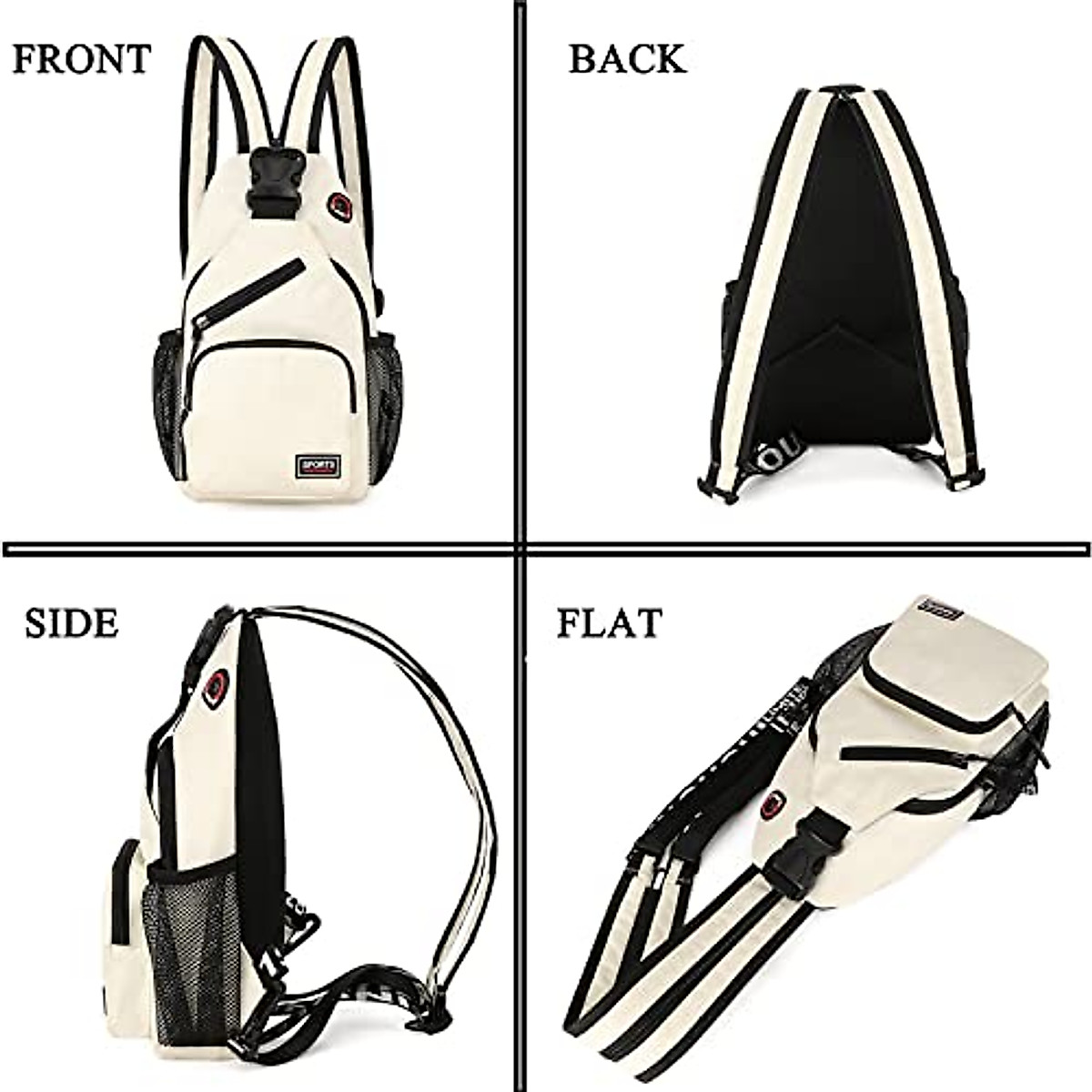 Gkaikpe Crossbody Sling Backpacks Bag for Women&Men Hiking Daypack with Earphone Hole, Crossbody Shoulders Sling Bag for Shipping Camping Travel Sports,Red