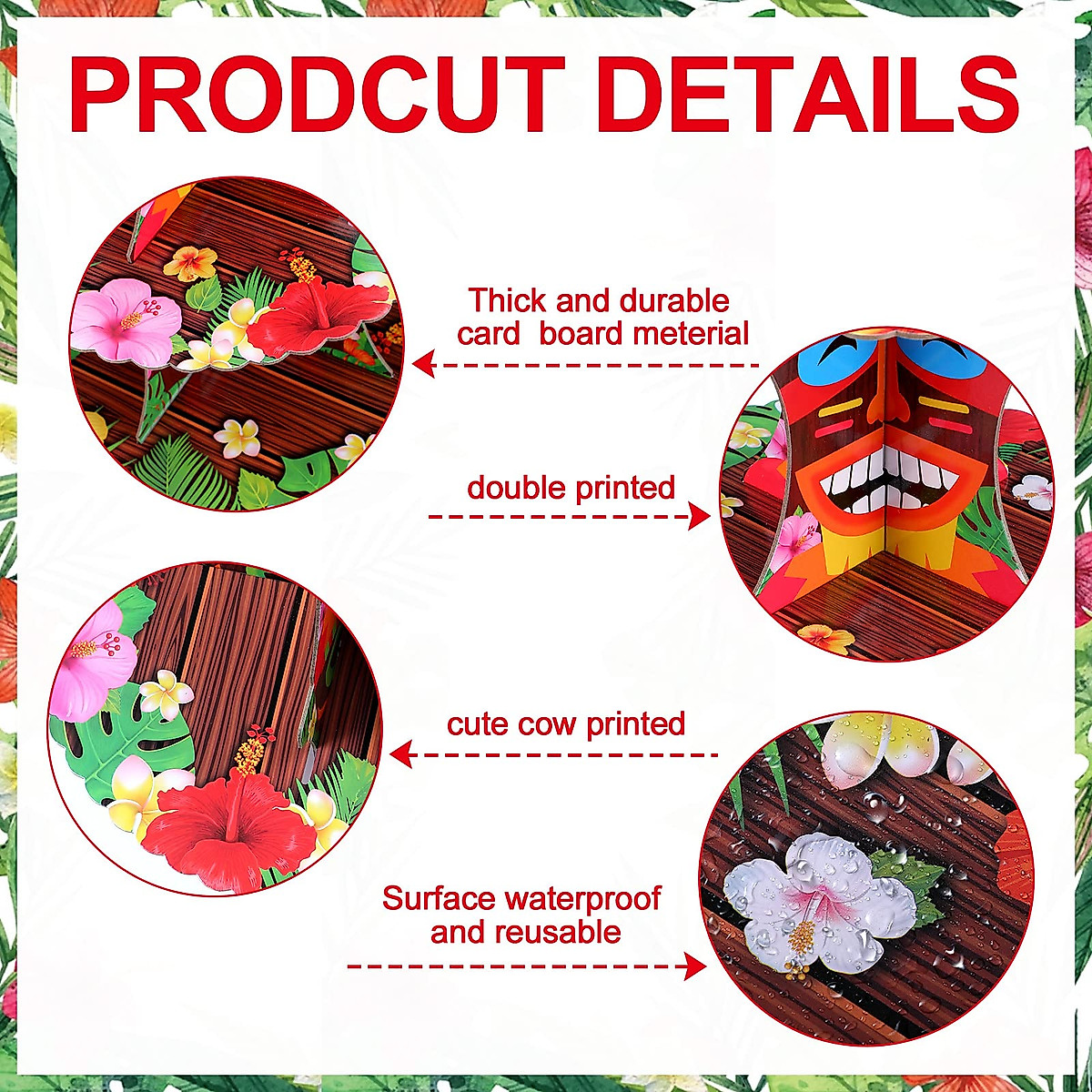 3 Tier Hawaiian Cupcake Stand Tiki Torch Cupcake Holder Luau Theme Cake Holder Decorations Tropical Cupcake Dessert Holder for Pool Beach Summer Graduation Birthday Party Supplies